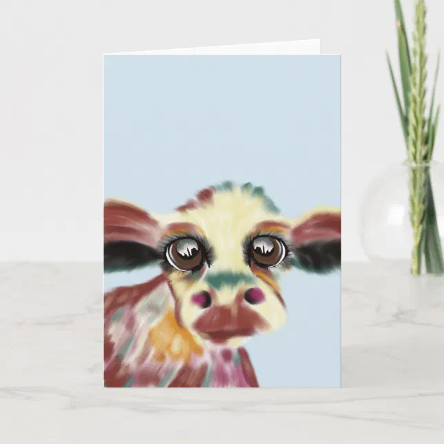 Colorful Cow Greeting Card | Zazzle