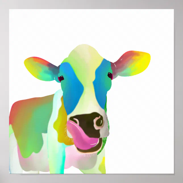 Colorful cow poster | Zazzle