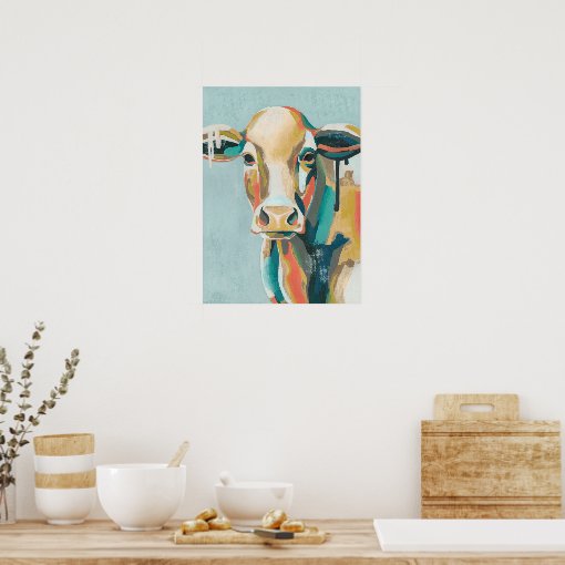 Colorful Cow Poster | Zazzle