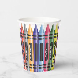 Colorful Crayon Any Age Child Birthday Paper Cups | Zazzle