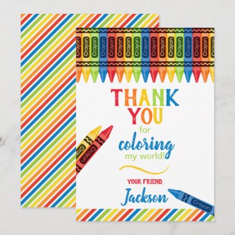 Colorful Crayon Birthday Thank You Card | Zazzle