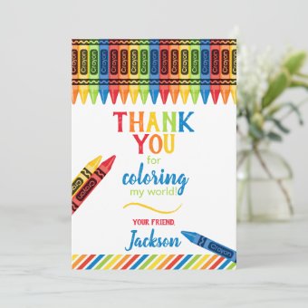 Colorful Crayon Birthday Thank You Card | Zazzle