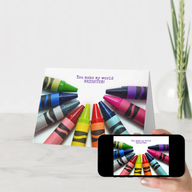 colorful crayon half circle thank you card | Zazzle