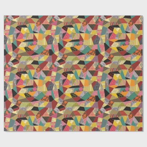 Colorful Crazy Quilt Patchwork Pattern Wrapping Paper | Zazzle