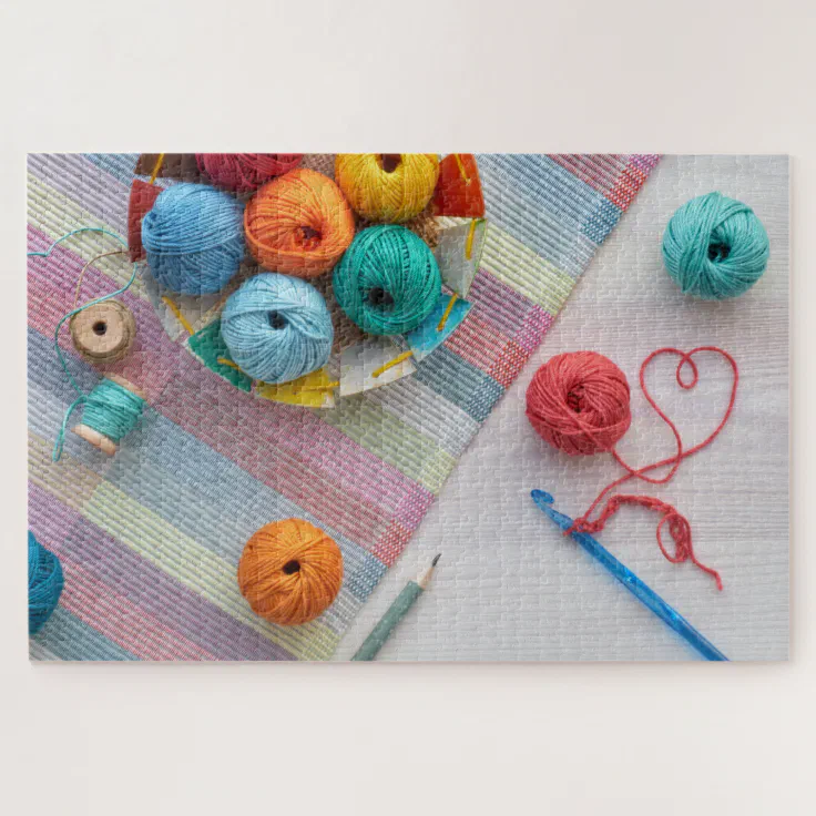 Colorful Crochet Craft Thread Yarn Needlework Jigsaw Puzzle | Zazzle