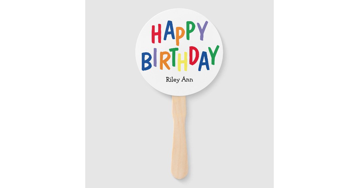 Colorful Custom Birthday Hand Fan | Zazzle