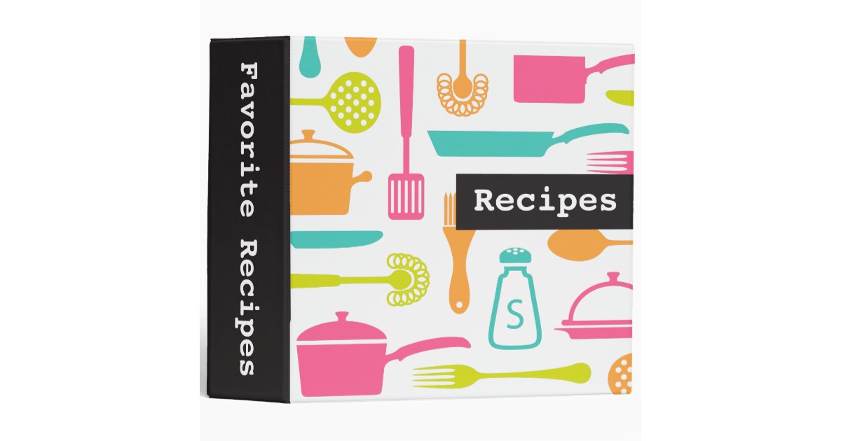 Colorful custom kitchen recipe binder / organizer | Zazzle