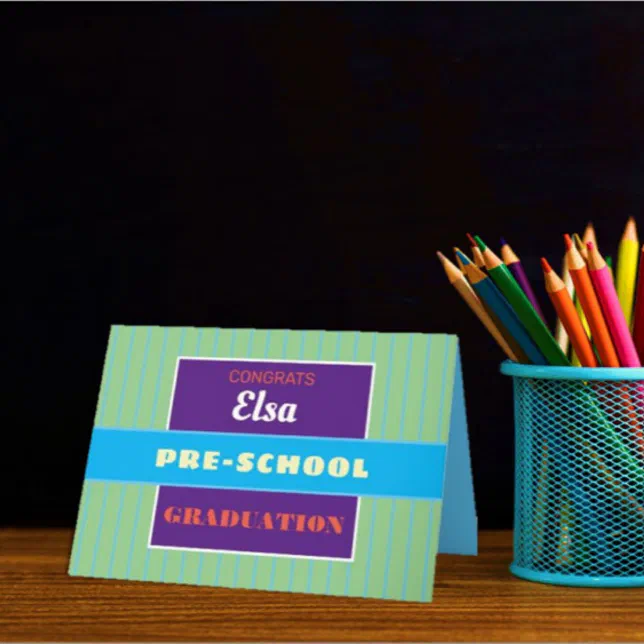 Colorful Custom Pre-School graduation card! Card | Zazzle