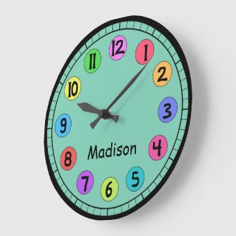 Colorful Customizable Big Number Clock | Zazzle
