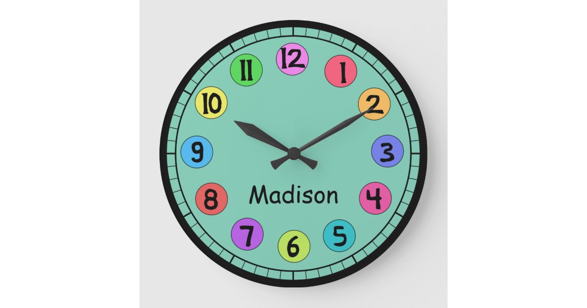 Colorful Customizable Big Number Clock | Zazzle