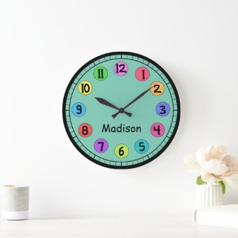 Colorful Customizable Big Number Clock | Zazzle