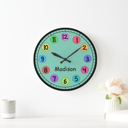 Colorful Customizable Big Number Clock | Zazzle