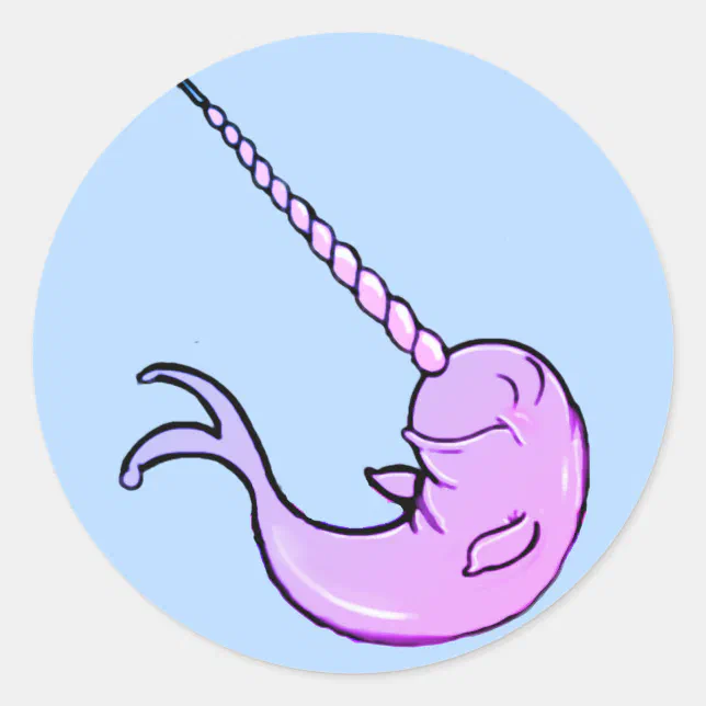 Colorful Cute Cartoon Kawaii Narwhal Classic Round Sticker | Zazzle