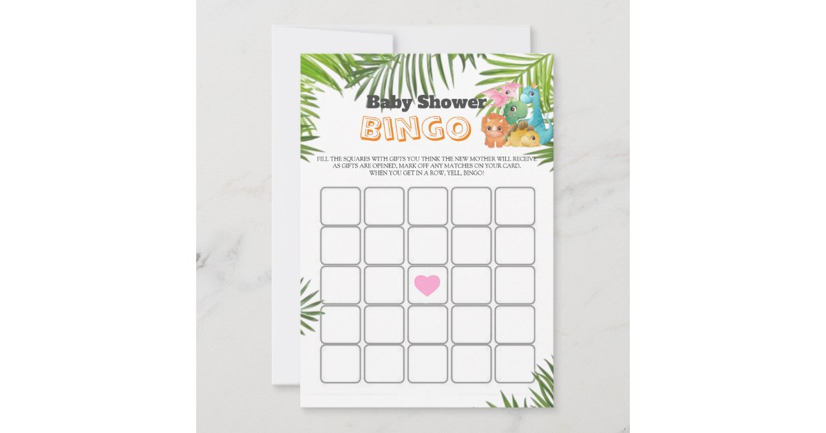 Colorful Cute Dinosaurs Baby Shower Bingo | Zazzle
