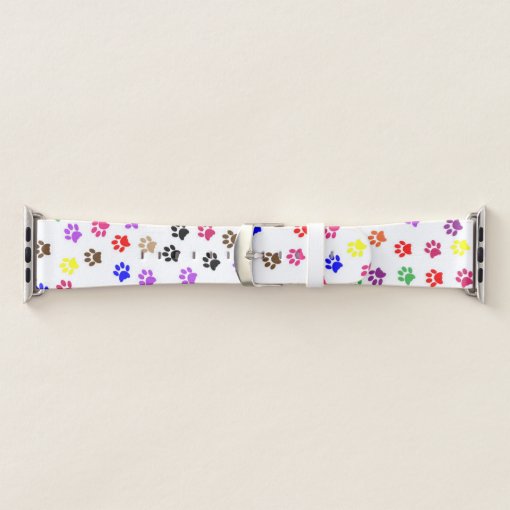 Colorful Cute Dog Paw Print Pattern Apple Watch Band | Zazzle