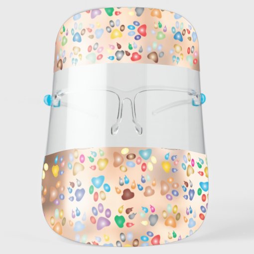 Colorful Cute Dog Paws Face Shield | Zazzle