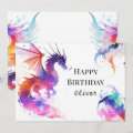 Colorful Cute Dragon Birthday Card | Zazzle