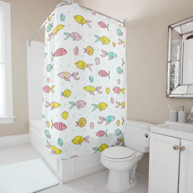 Colorful Cute Fish Pattern Shower Curtain | Zazzle