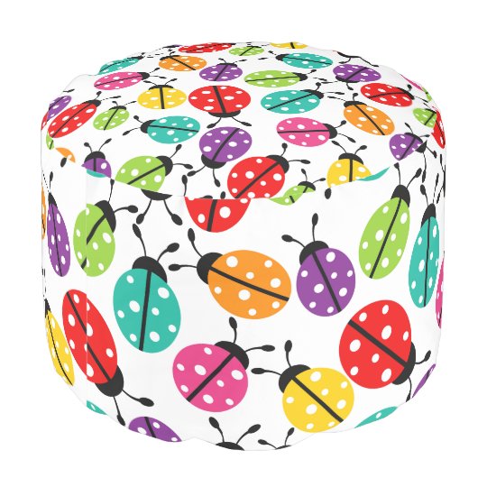 Colorful Cute Lady Bug Seamless Pattern Pouf | Zazzle.com