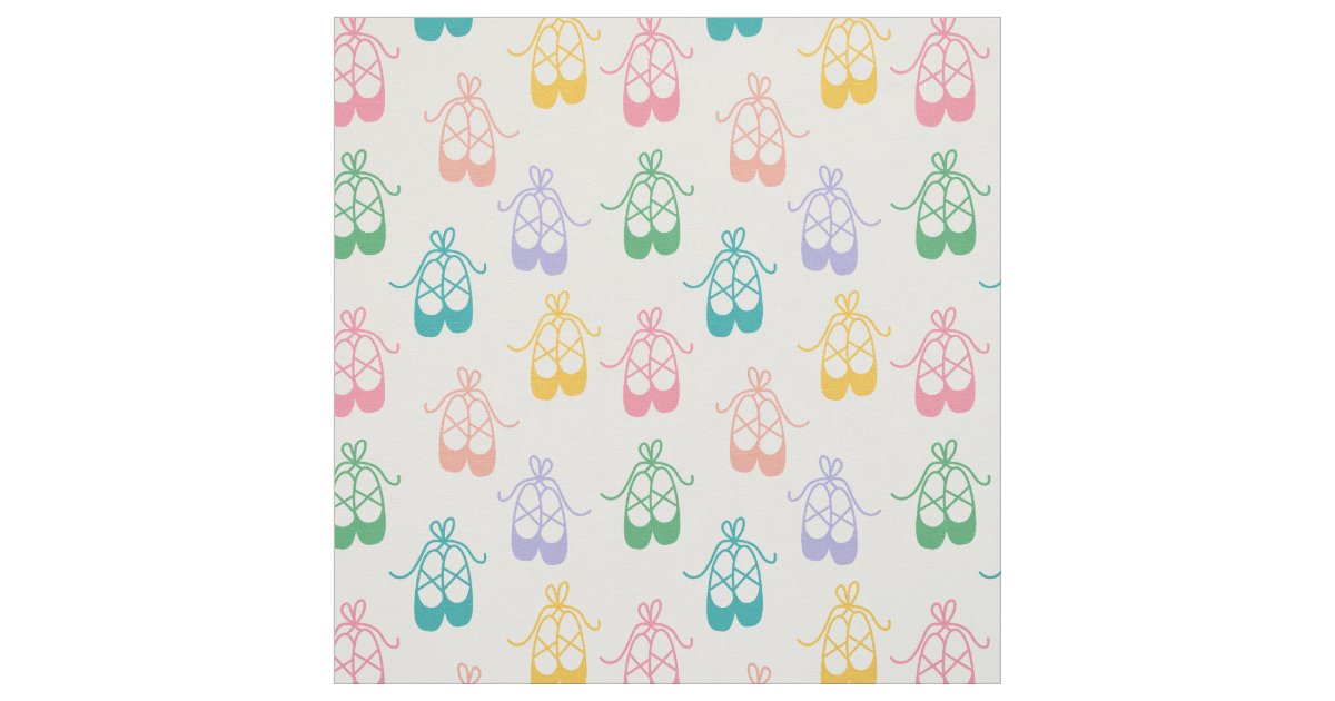 Colorful Cute Pointe Shoes Ballet Pattern Fabric | Zazzle