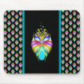 Colorful Cyan and Black Oracle Owl Mouse Pad | Zazzle