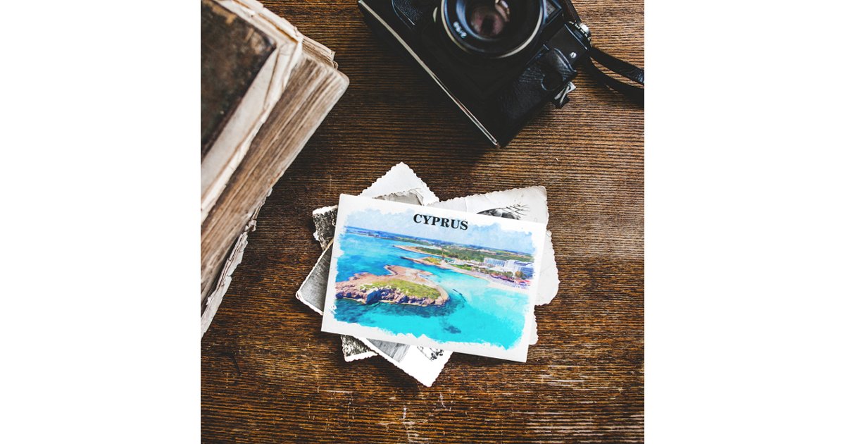 Colorful Cyprus Watercolor Beach Postcard | Zazzle