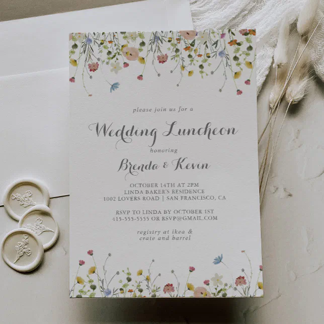 Colorful Dainty Wedding Luncheon Bridal Shower Invitation | Zazzle