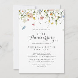 Colorful Dainty Wild 50th Wedding Anniversary Invitation | Zazzle