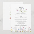 Colorful Dainty Wild Flowers Monogram Wedding Invitation | Zazzle