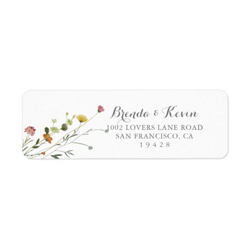 Colorful Dainty Wild Flowers Return Address Label | Zazzle