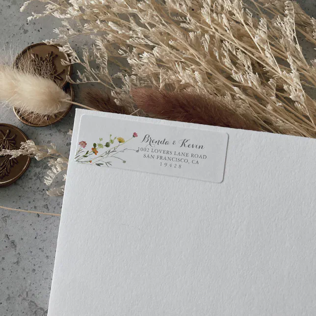 Colorful Dainty Wild Flowers Return Address Label | Zazzle