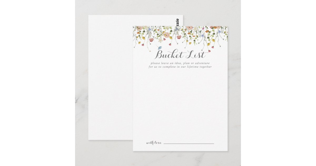 Colorful Dainty Wild Wedding Bucket List Cards | Zazzle