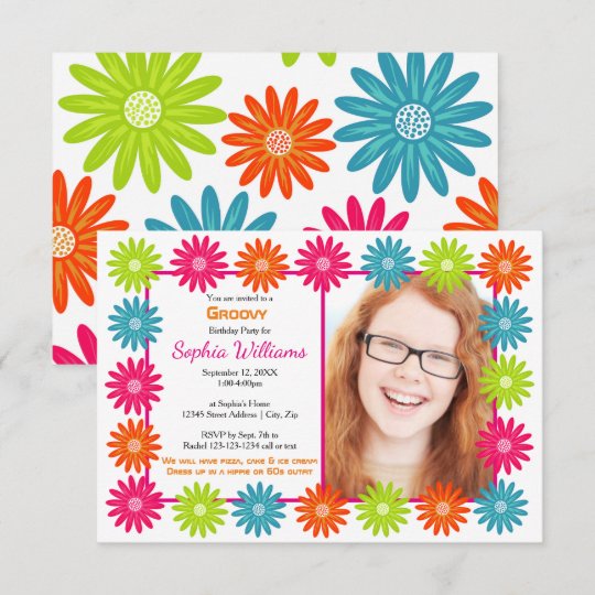Colorful Daisies - 3x5 Birthday Invitation | Zazzle.com