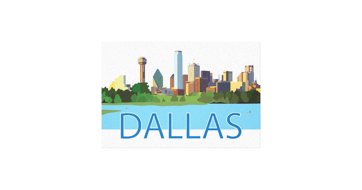 Colorful Dallas Skyline Illustration Canvas Print | Zazzle