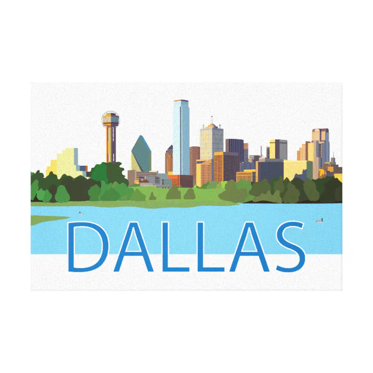Colorful Dallas Skyline Illustration Canvas Print | Zazzle