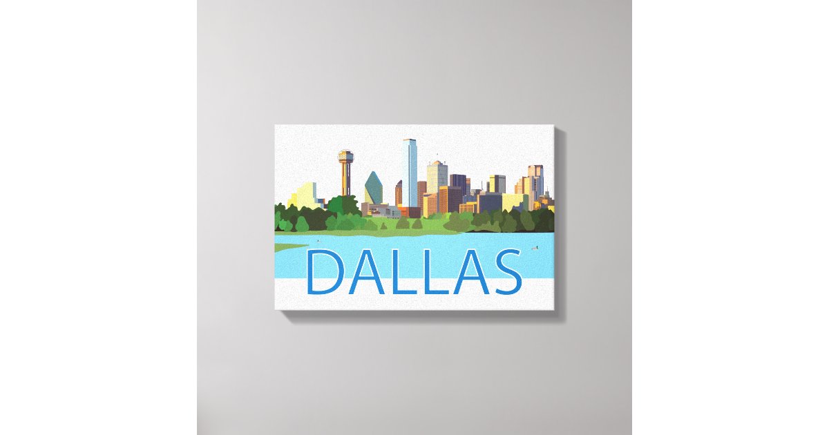 Colorful Dallas Skyline Illustration Canvas Print | Zazzle