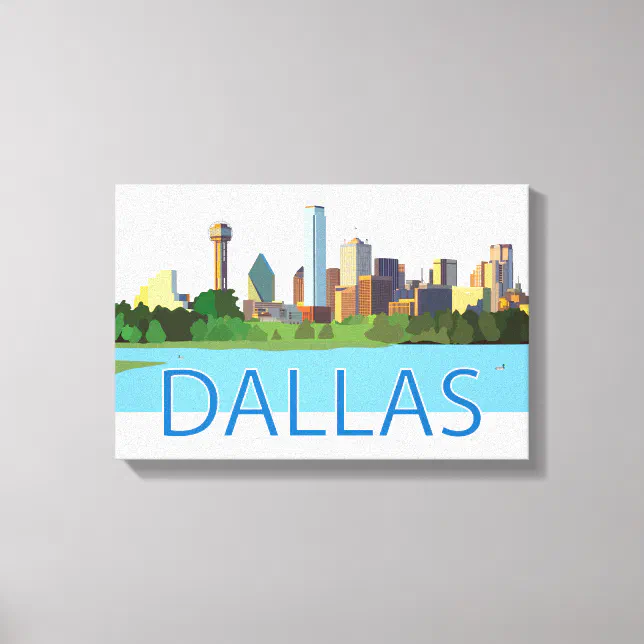 Colorful Dallas Skyline Illustration Canvas Print | Zazzle