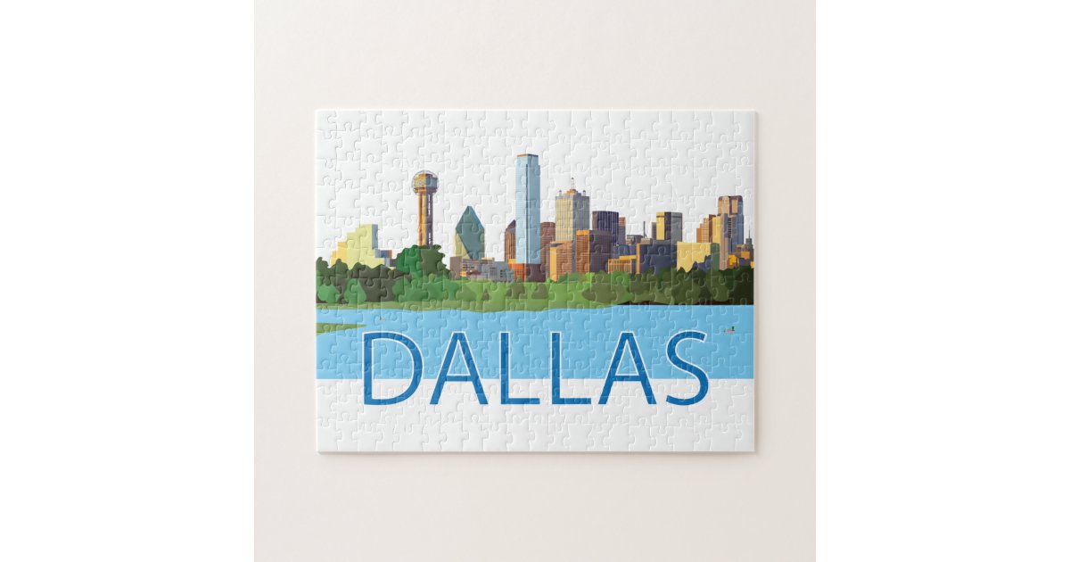 Colorful Dallas Skyline Illustration Jigsaw Puzzle | Zazzle