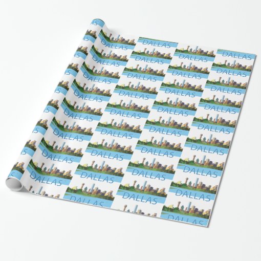 Colorful Dallas Skyline Illustration Wrapping Paper | Zazzle