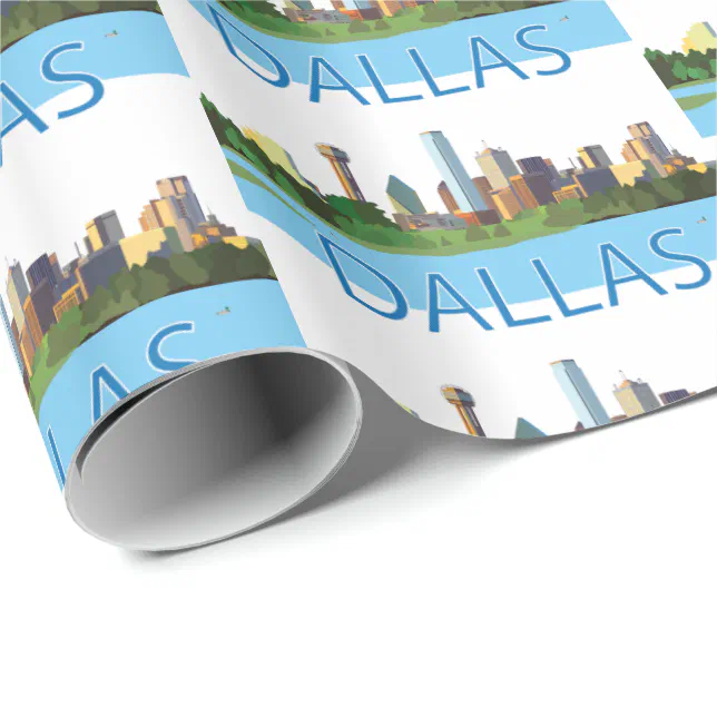 Colorful Dallas Skyline Illustration Wrapping Paper | Zazzle