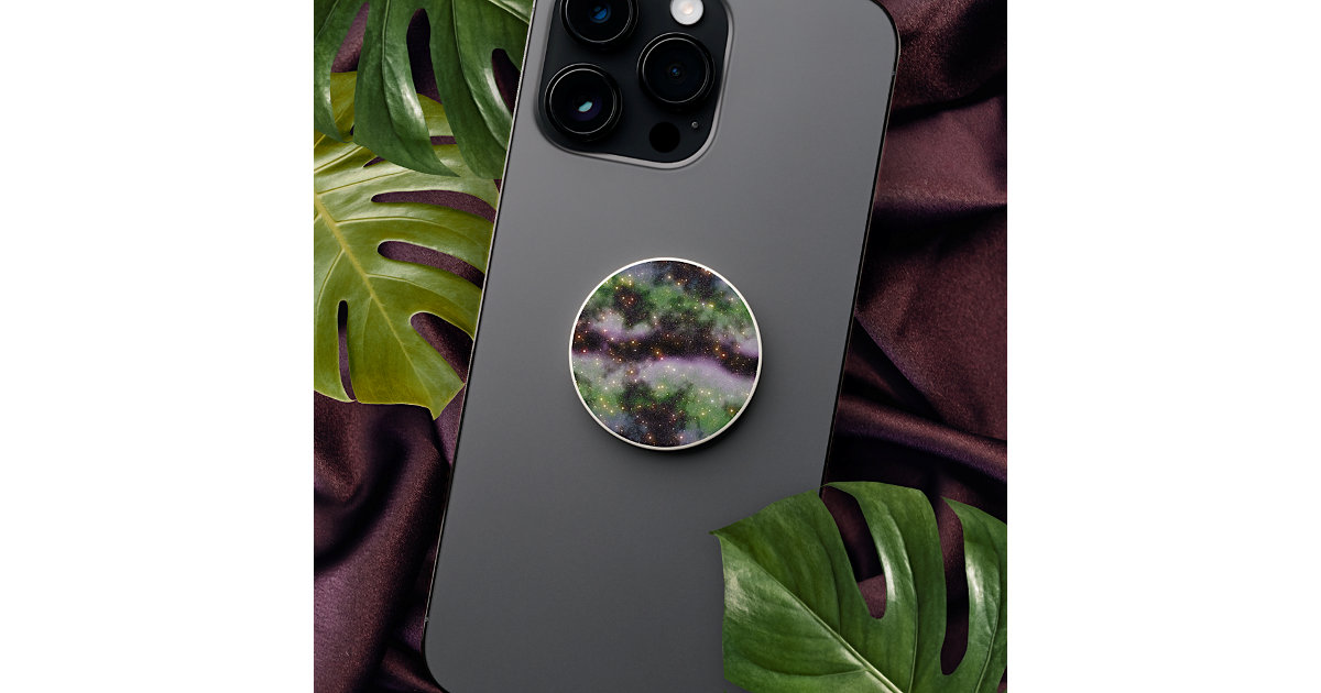 Colorful Dark Blue Green Violet Purple Galaxy Art PopSocket | Zazzle