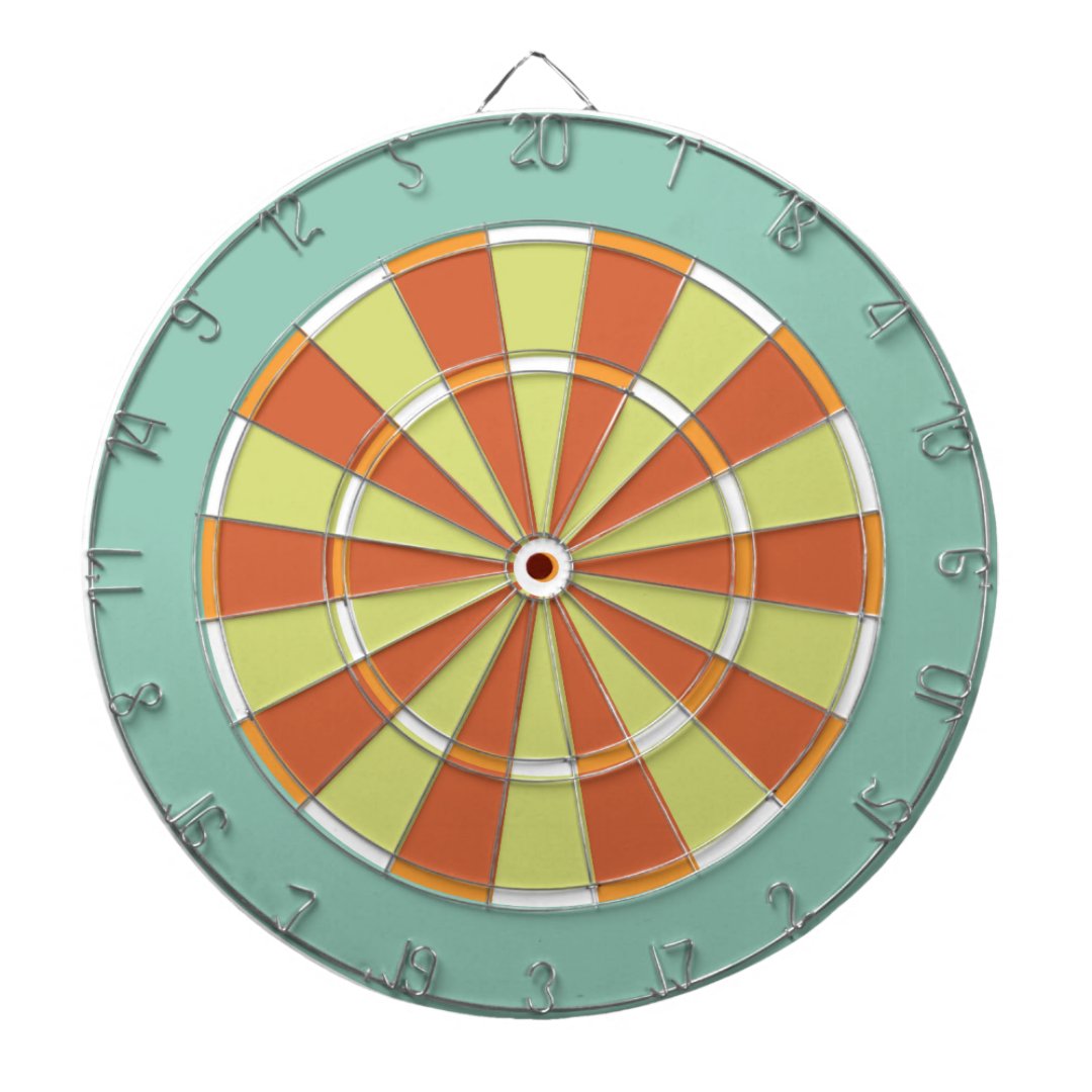 Colorful Dart Board in Aqua and Orange | Zazzle