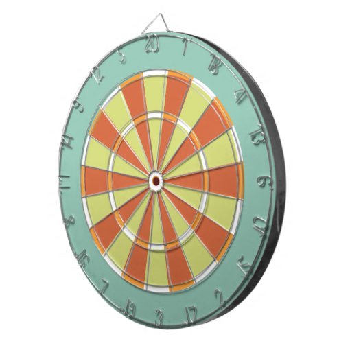 Colorful Dart Board in Aqua and Orange | Zazzle
