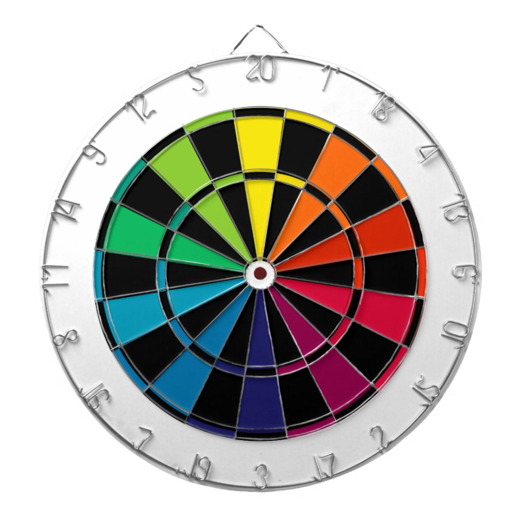 Colorful Dart Board Rainbow with Black | Zazzle
