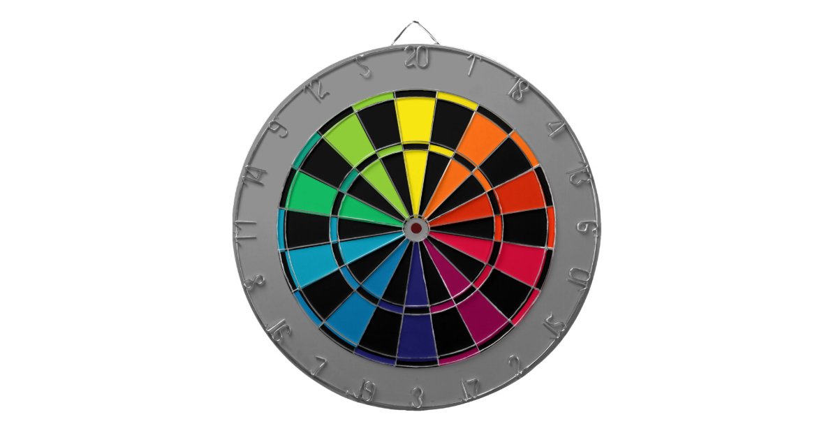 Colorful Dart Board Rainbow with Black Gray | Zazzle