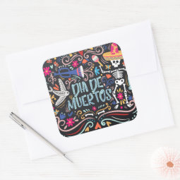 Colorful Dia de los Muertos | Sticker | Zazzle