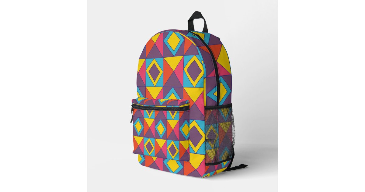 Colorful Diamond Triangle Geometric Printed Backpack | Zazzle
