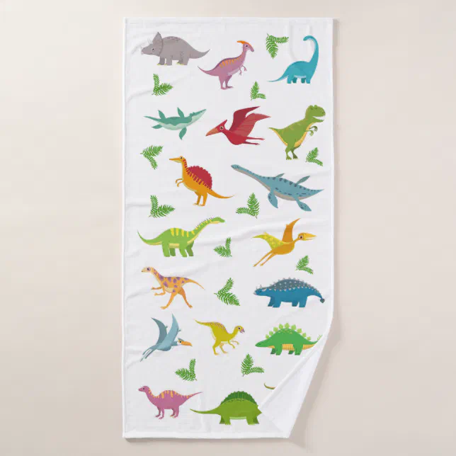Colorful Dinosaur Bath Towel Set | Zazzle