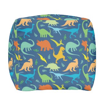 Colorful Dinosaur Pattern Pouf | Zazzle