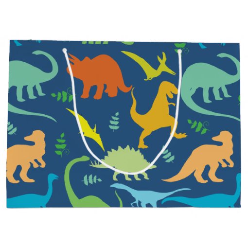 Colorful Dinosaur Pattern to Personalize Large Gift Bag | Zazzle